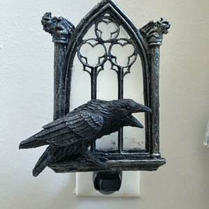 Raven and Window Nightlight, Hand Painted Resin Sculpture | Medieval ...