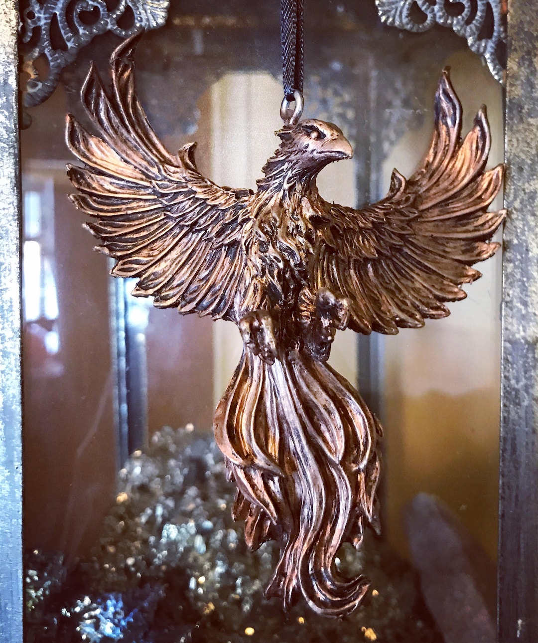 Phoenix Ornament, Hand Painted Resin Sculpture | Mythical Creature ...