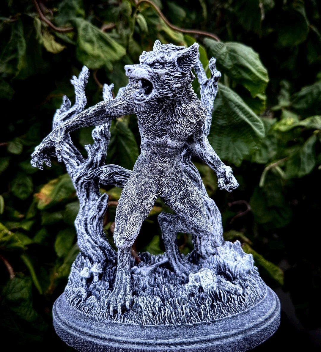 Werewolf Statue, Hand Painted Grayscale Resin Sculpture | Gothic ...