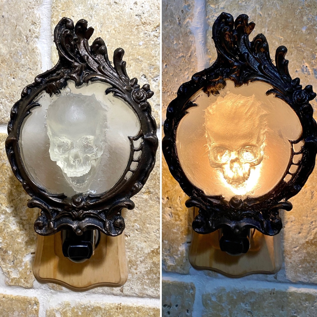 Spectral Skull Nightlight, Hand Painted Resin Sculpture | Victorian ...