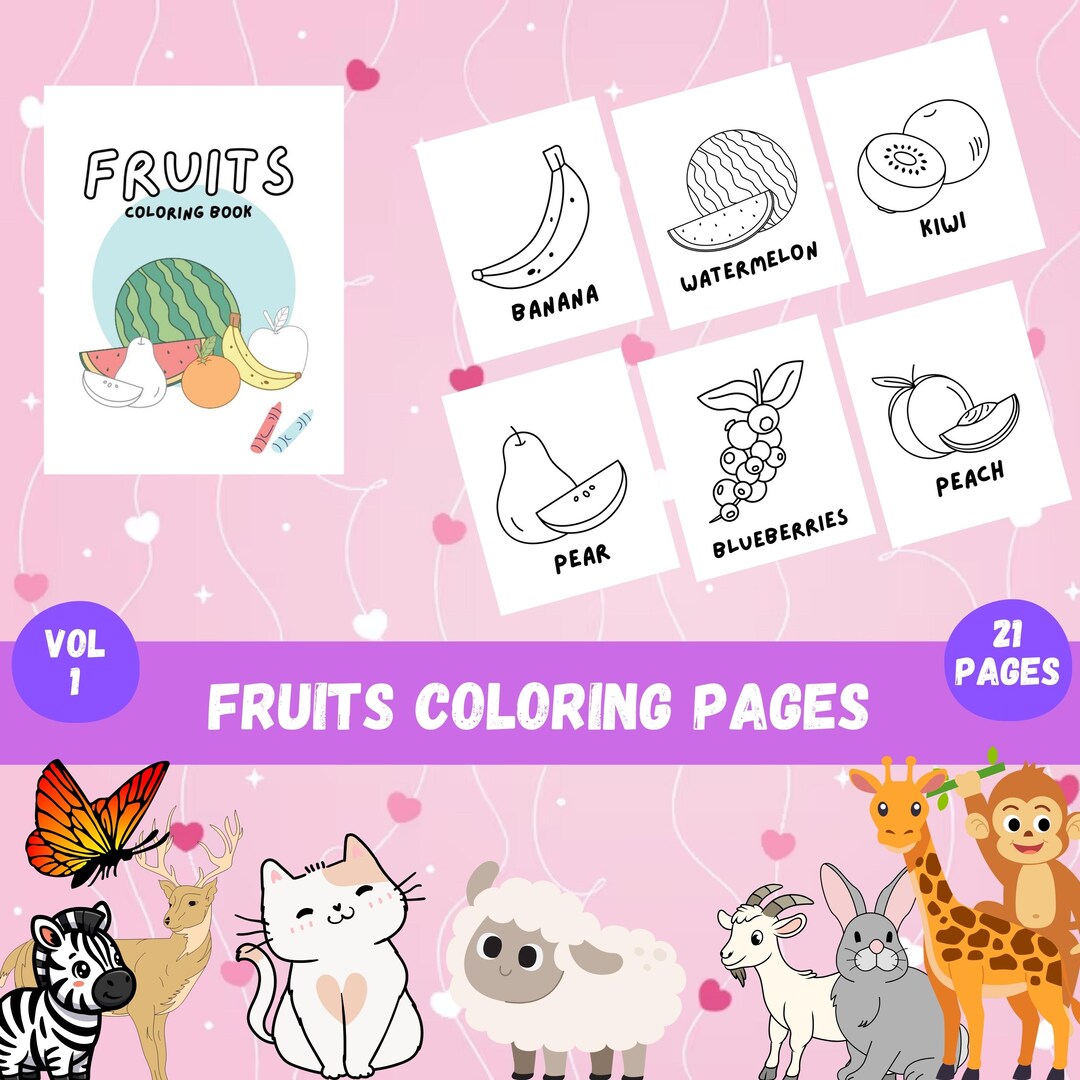 Fruits Coloring Book Digital Download PDF - Etsy
