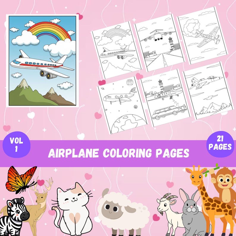 Airplane Coloring Pages V2 | Printable Aviation Kids Activity | Plane ...