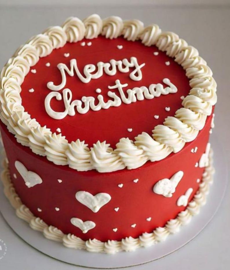 Red Merry Christmas Cake - Etsy