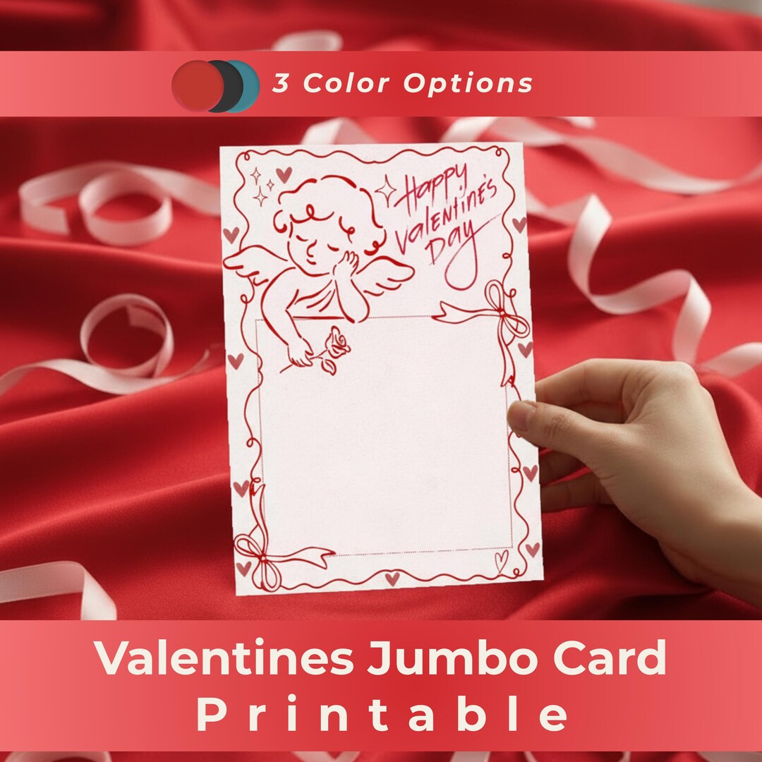 Valentines Day Jumbo Card Template, Digital Download - Etsy