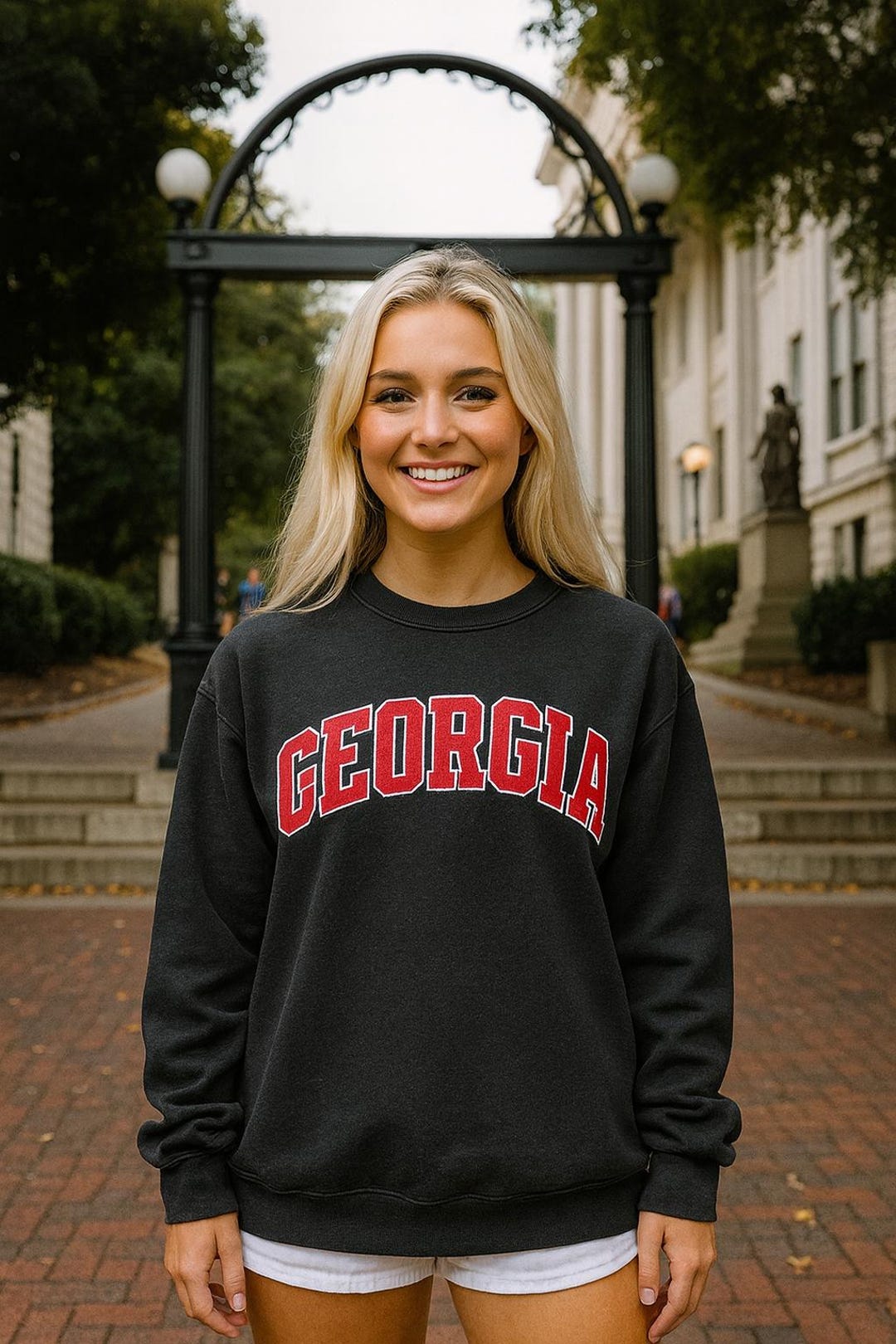 Georgia Bulldogs Sweatshirt – Pigment Black Crewneck | Vintage Arch ...