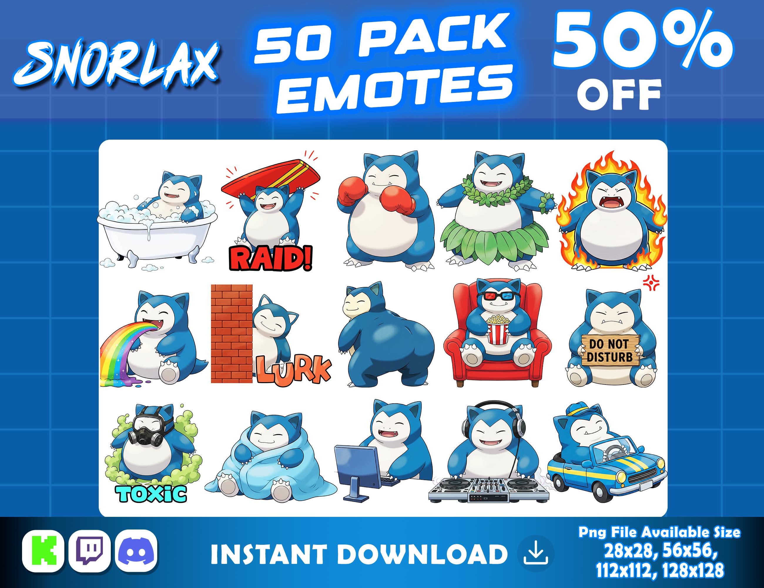 Snorlax Chibi Twitch Emote Pack – 50 Cute Reactions – Instant Download ...