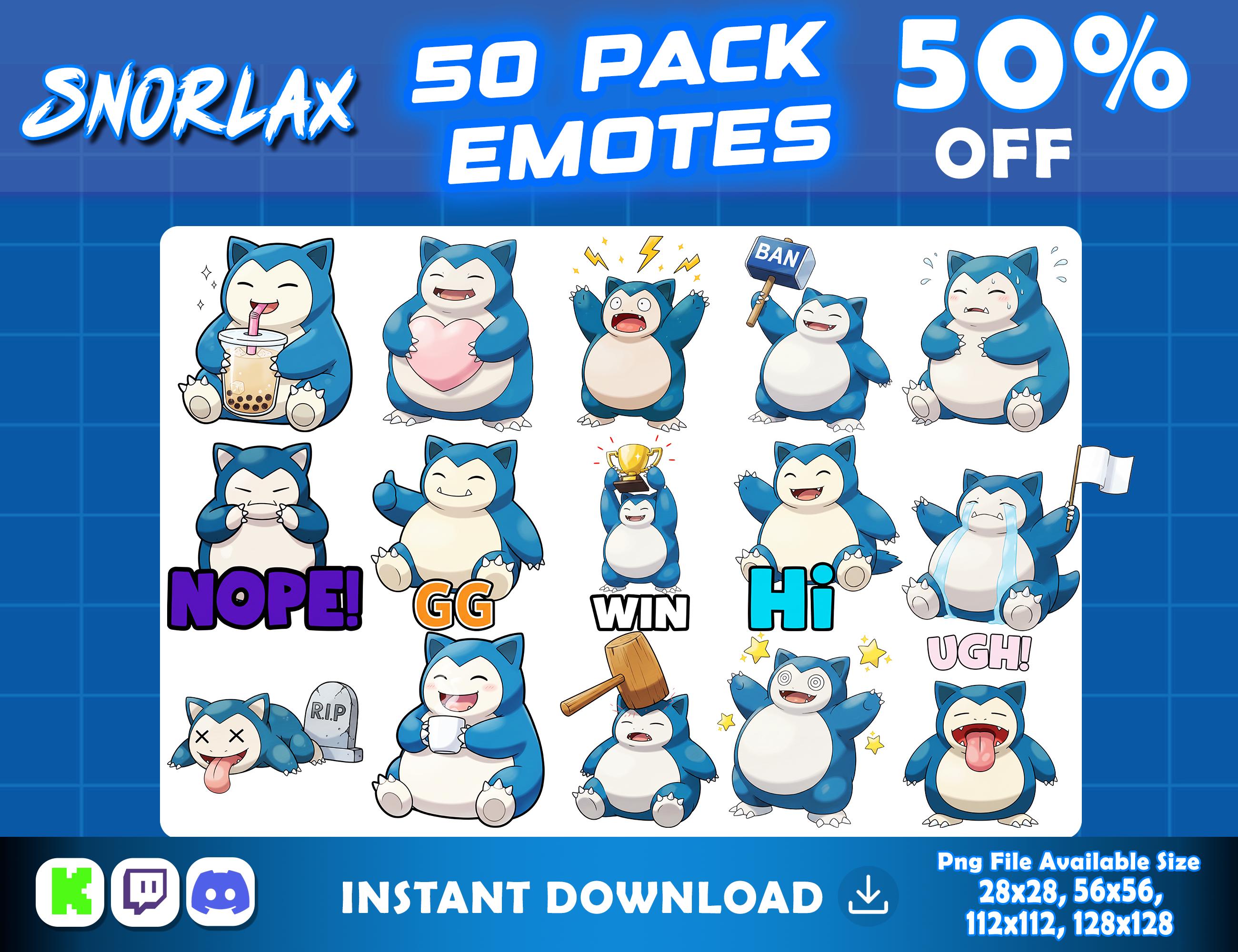 Snorlax Chibi Twitch Emote Pack – 50 Cute Reactions – Instant Download ...