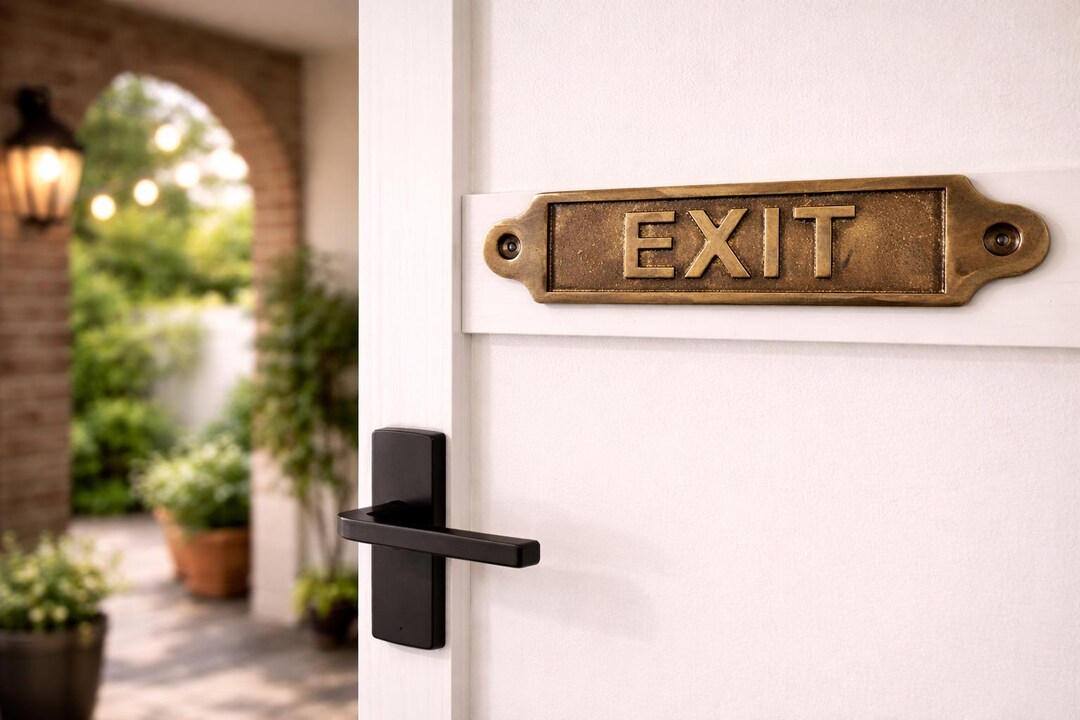 Vintage Engraved Brass EXIT Plaque | Classic Door Sign | Antique Brass ...