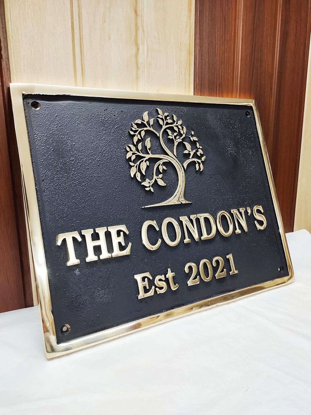 Custom Cast Brass Plaque – Black and Gold Nameplate. Memory Plaque - Etsy