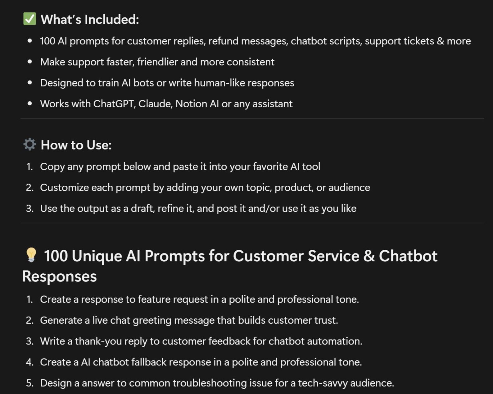 Customer Service AI Chatbot Scripts – 100 FAQ Prompts (digital Download ...