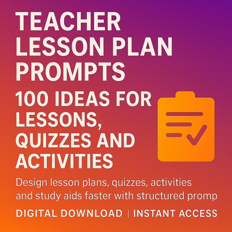 Teacher Lesson Plan Prompts – 100 AI Lesson Ideas (digital Download) - Etsy