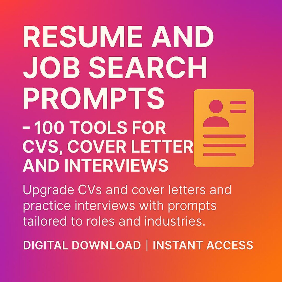 AI Prompts for Resumes, Cover Letters, Interviews (digital Download) - Etsy