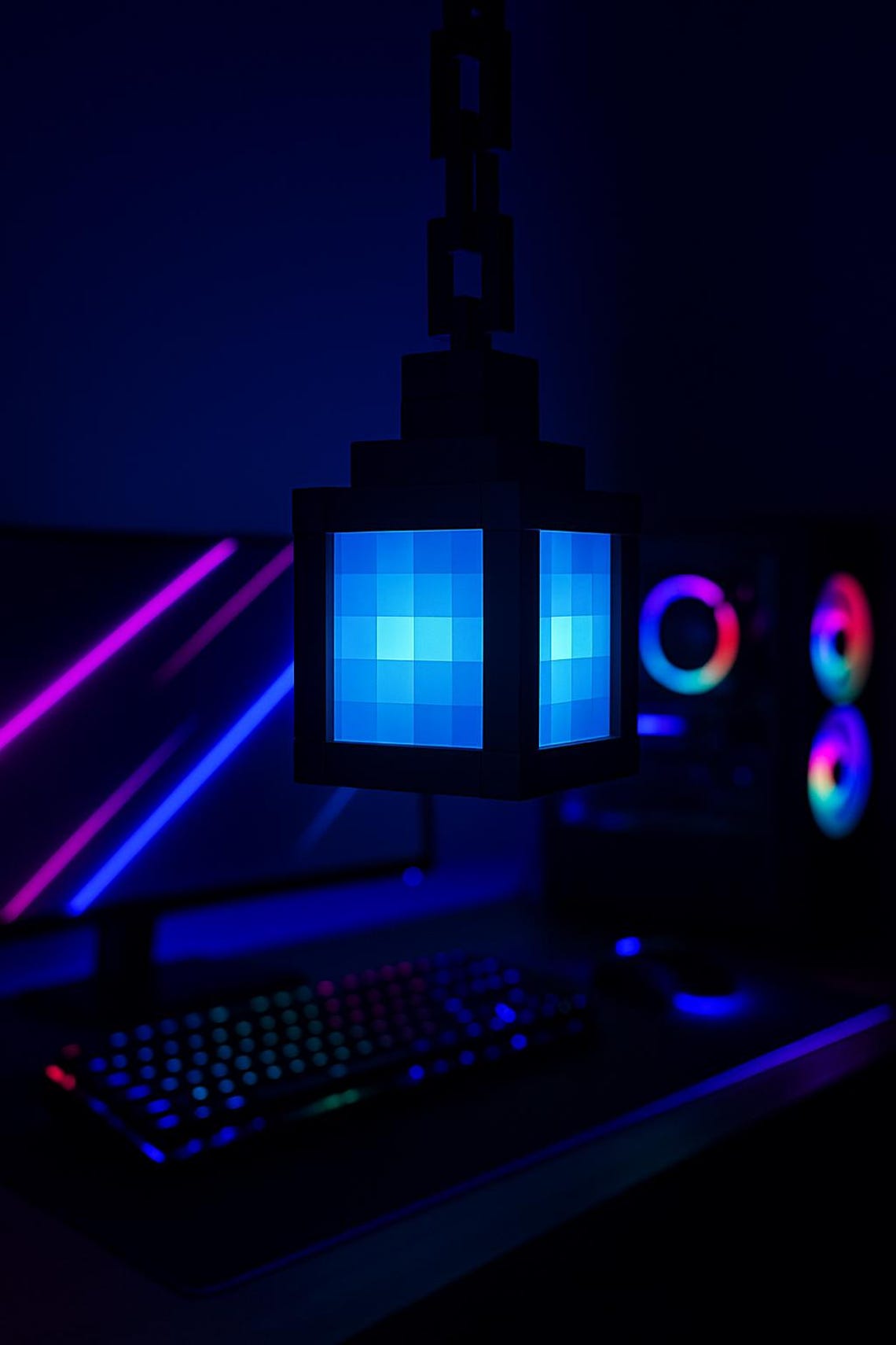 Gaming Setup LED Lamp – RGB Pixel Art Lantern – Desk Decor for Gamers ...