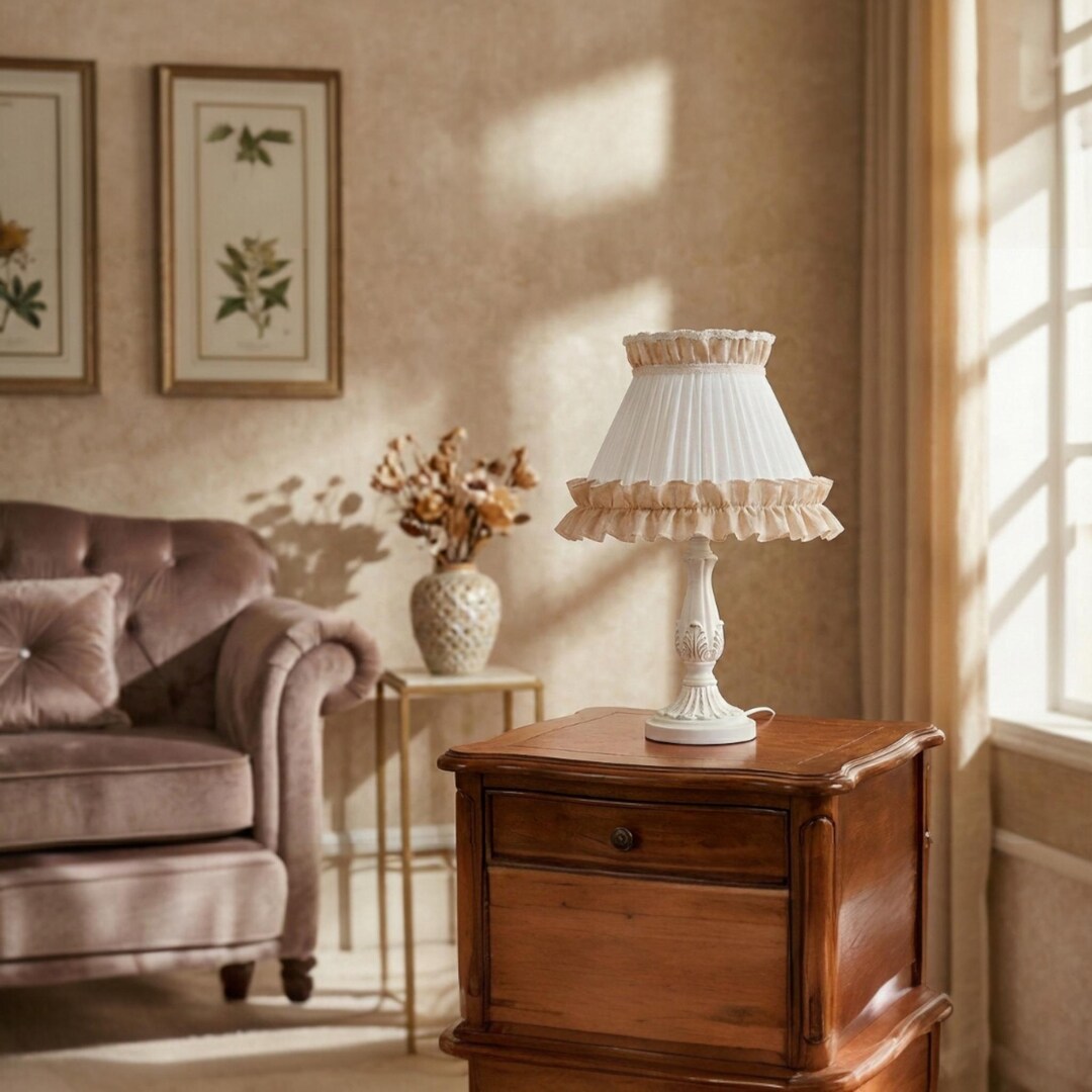 Vintage Pleated Table Lamp – Ruffled Shade, Elegant Bedside Lighting - Etsy