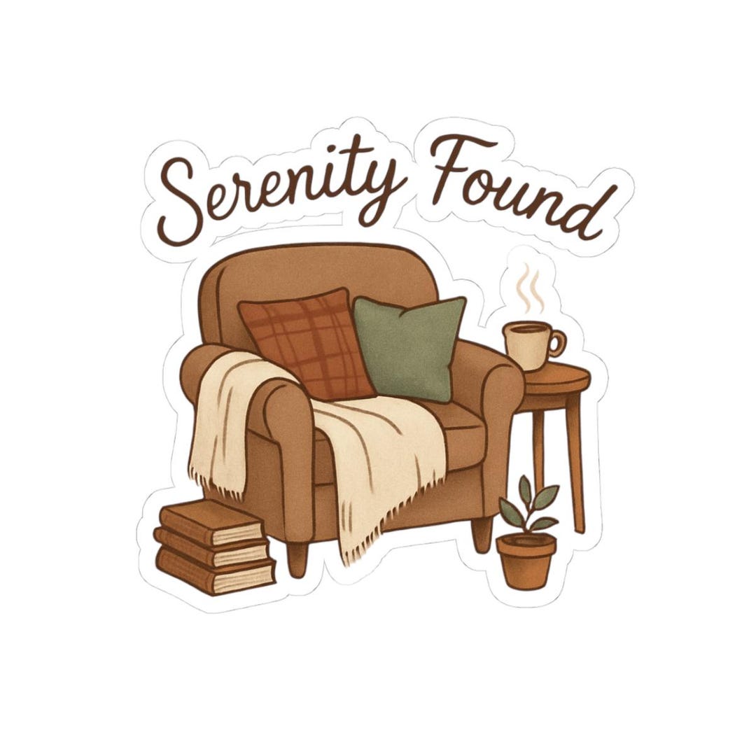 Cozy Armchair Illustration Kiss-cut Stickers | 'serenity Found' Laptop ...