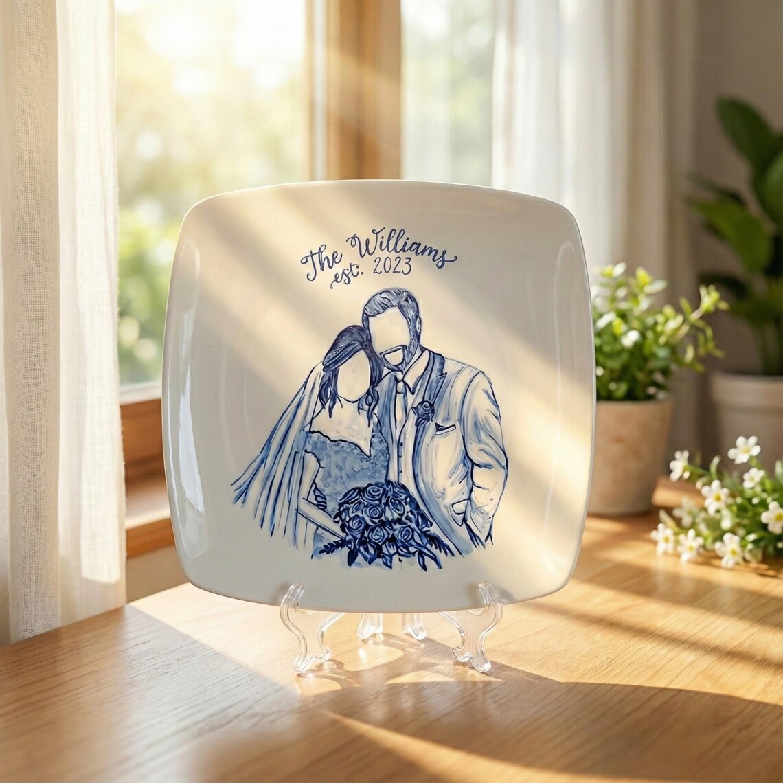 Hand-painted Wedding Plate – Custom Couple Portrait Dish, Personalized ...
