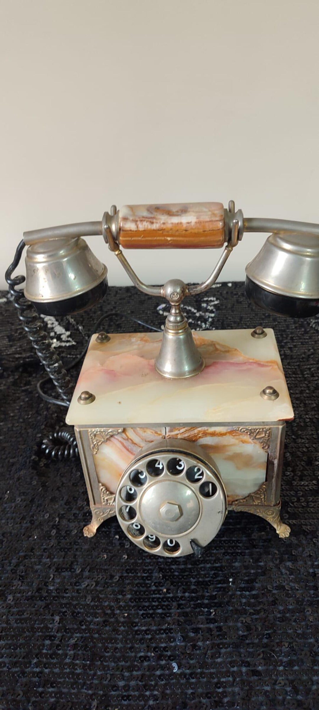 Vintage Onyx Rotary Dial Telephone | Retro Marble Stone Desk Phone - Etsy
