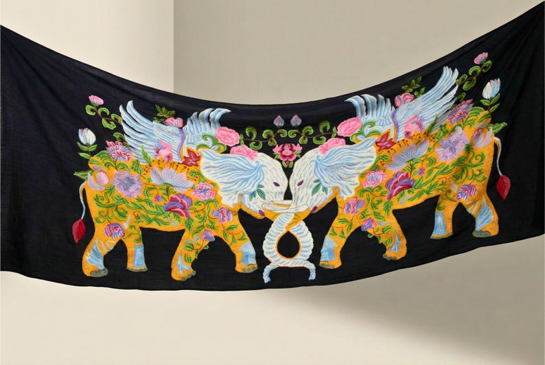 Kashmiri Tusha Masterpiece Shawl | "the Elephant" Hand Embroidered ...