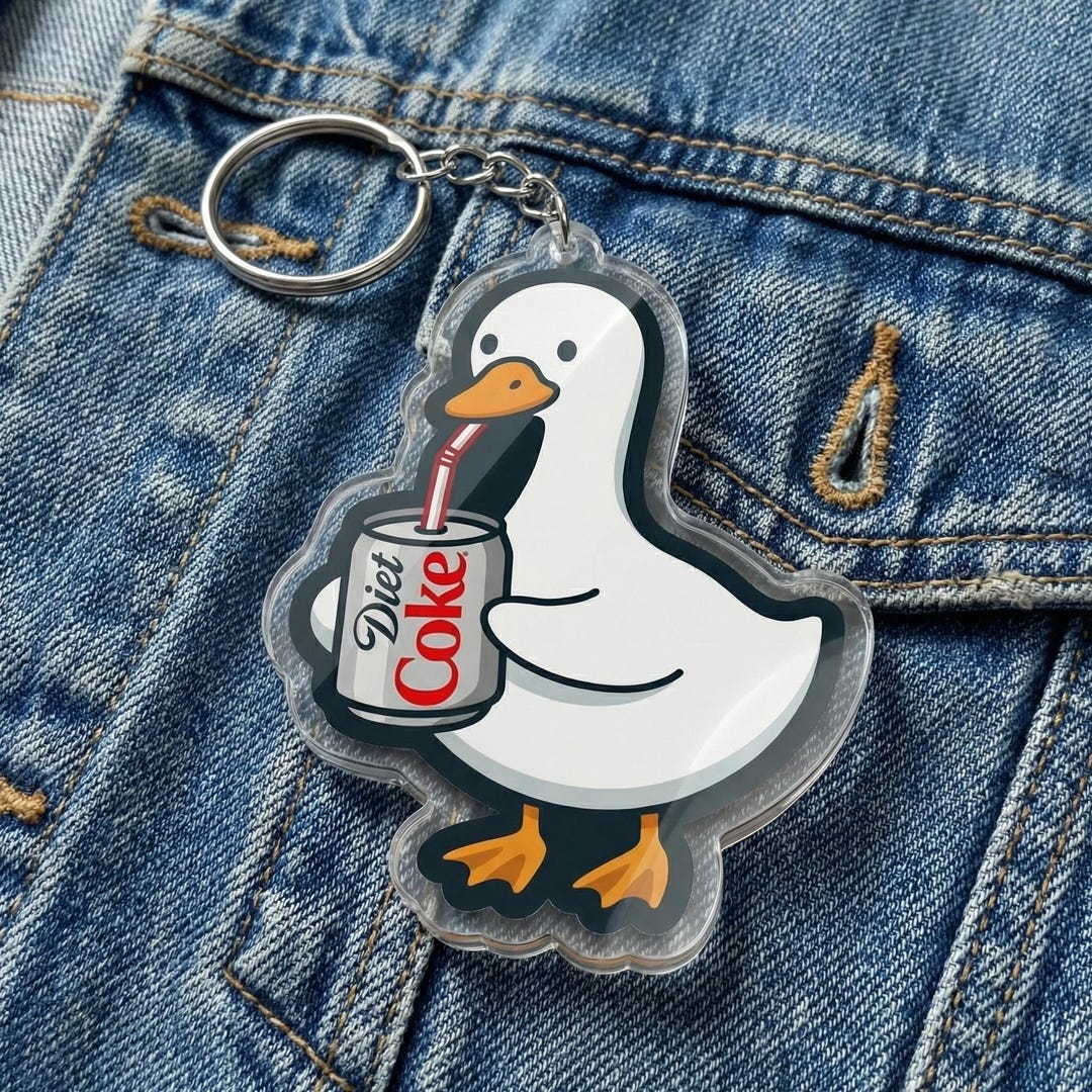 Diet Coke Goose Acrylic Keychain, Meme Goose Bag Charm, Quirky Animal ...