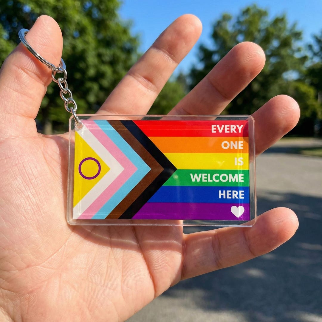 Pride Rainbow Keychain, Inclusive Safe Space Charm, Positive Vibes Bag ...
