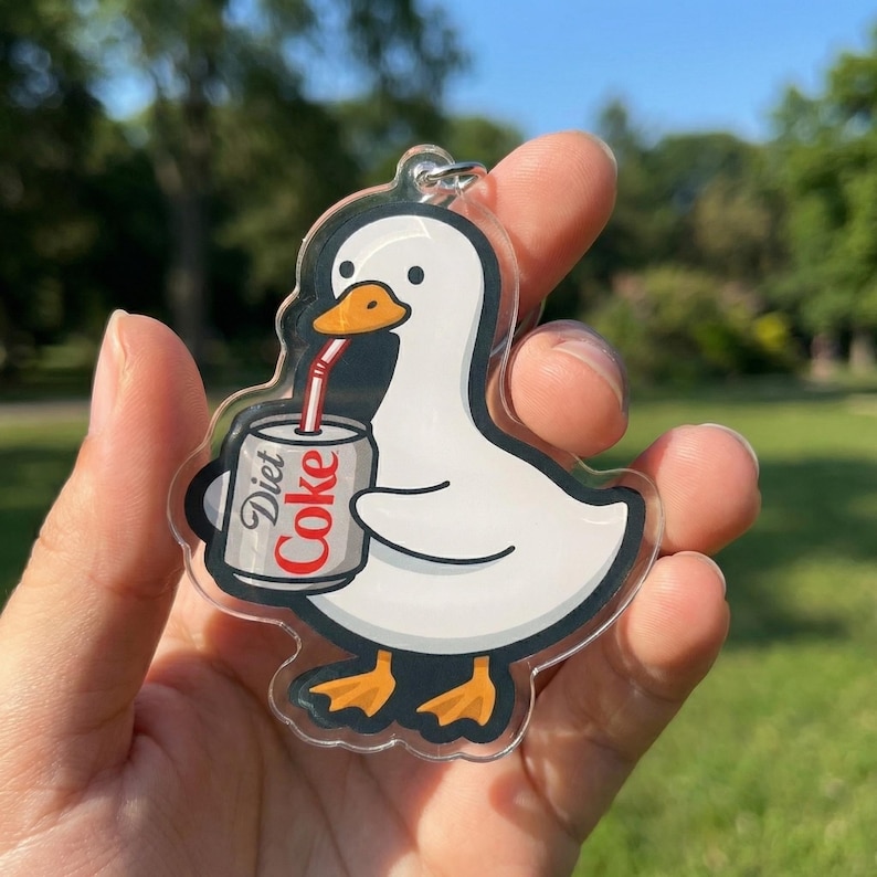 Diet Coke Goose Acrylic Keychain, Meme Goose Bag Charm, Quirky Animal ...