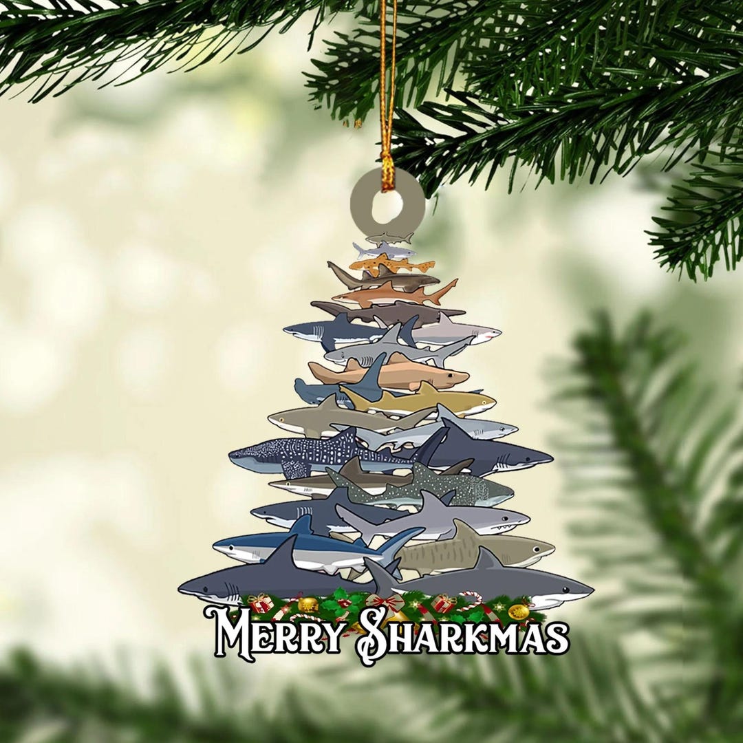 Merry Sharkmas Christmas Tree Ornament, Ocean Lover Gift - Etsy