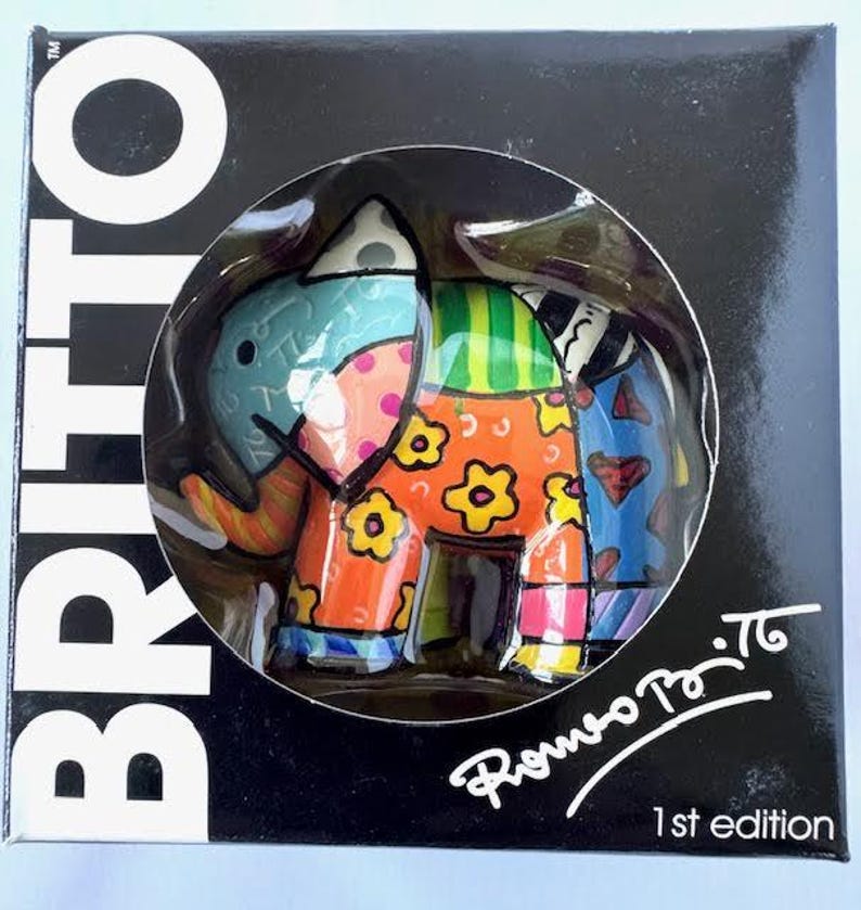 Romero Britto Miniature “india” Elephant Figurine * NEW * - Etsy Canada