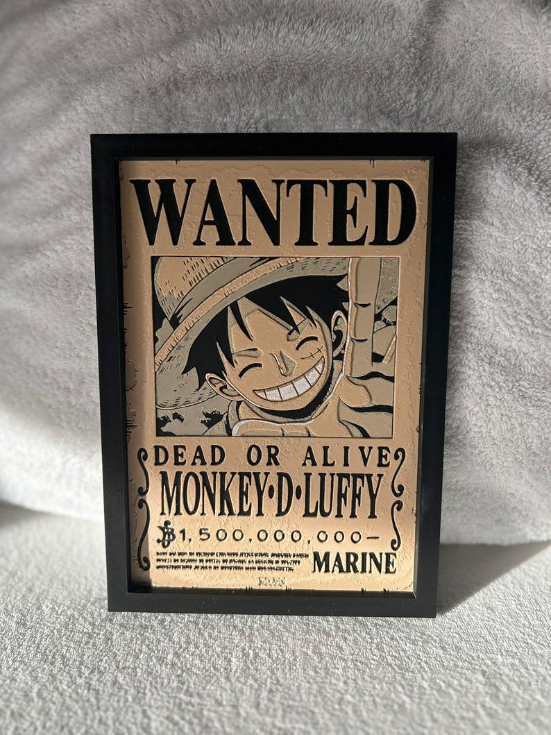 One Piece Luffy Wanted Poster 3D Effect - Etsy