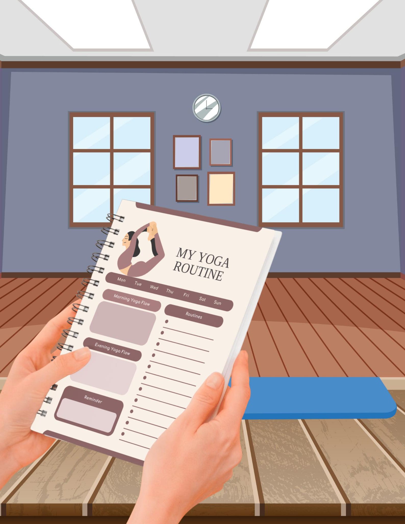 Printable Yoga Planner Tracker Journal Daily Routine Diary Wellness ...