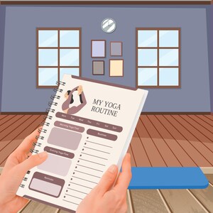 Printable Yoga Planner Tracker Journal Daily Routine Diary Wellness ...