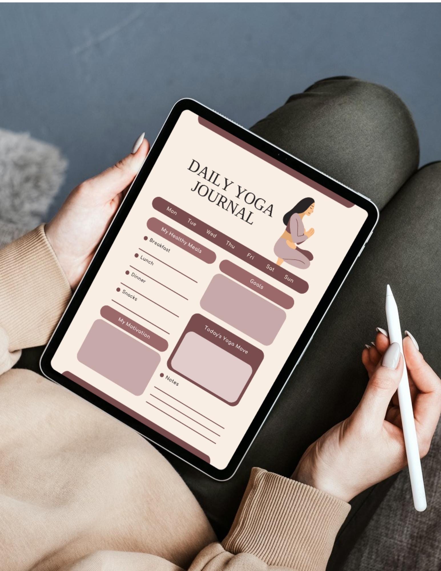 Printable Yoga Planner Tracker Journal Daily Routine Diary Wellness ...