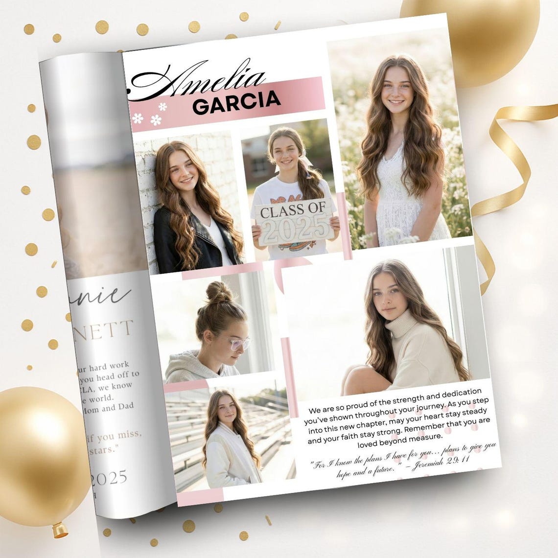Senior Yearbook Ad Template – Editable Canva Graduation Tribute Page ...