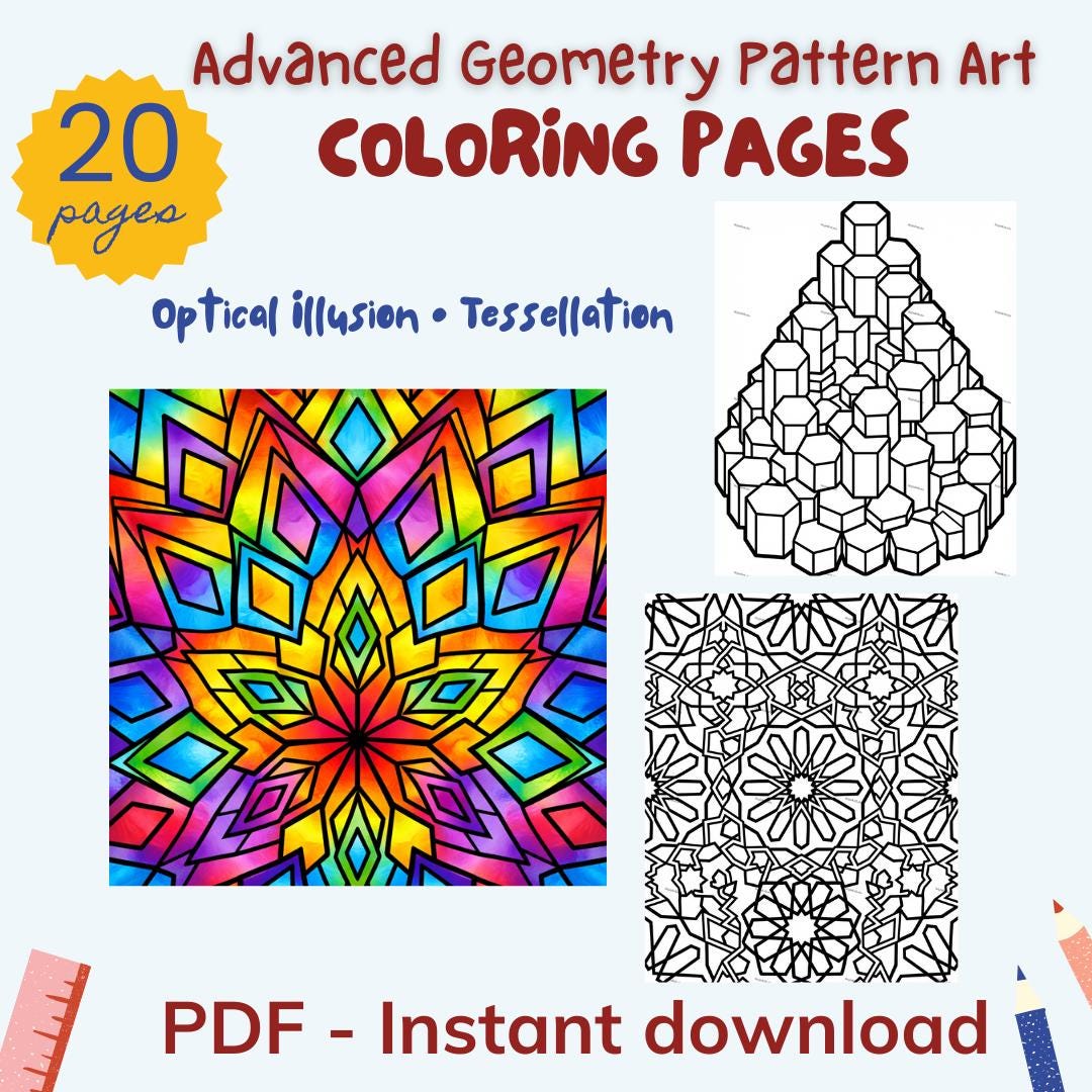Geometry Pattern Coloring Pages – Advanced Tessellation & Optical ...