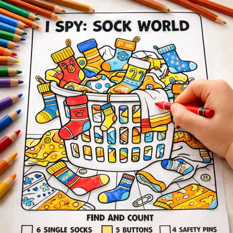 Christmas I Spy Coloring Pages for Kids, Counting Activity Workbook ...