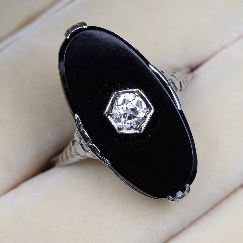 Art Deco Onyx Ring - Etsy