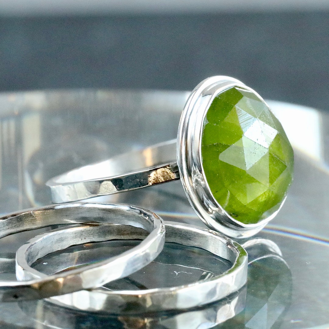 Vesuvianite Gemstone Ring, Boho Statement Ring, Simple Dainty Ring ...