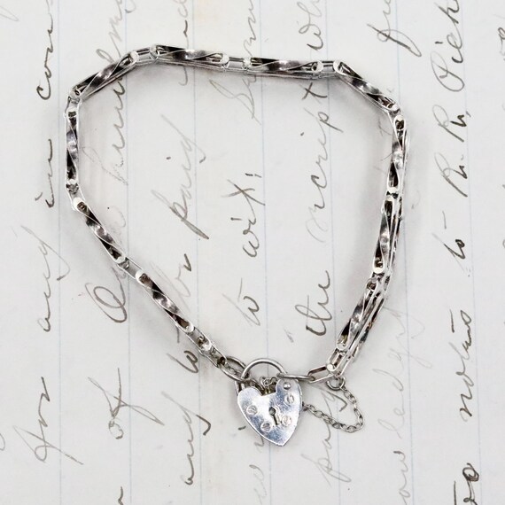 Chunky Sterling Silver Heart Lock Bracelet, Padlock J… - Gem