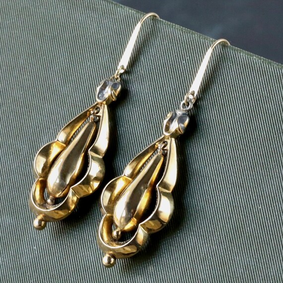 14k Real Gold Antique Victorian Teardrop Style Earrin… - Gem