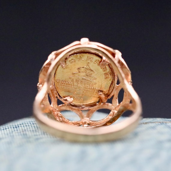 Solid Gold Panda Coin Ring, Vintage Chinese 10k Gold … - Gem