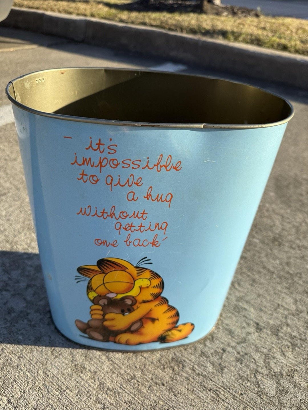 Garfield & Pooky Metal Waste Trash Basket Can - Vintage - Etsy