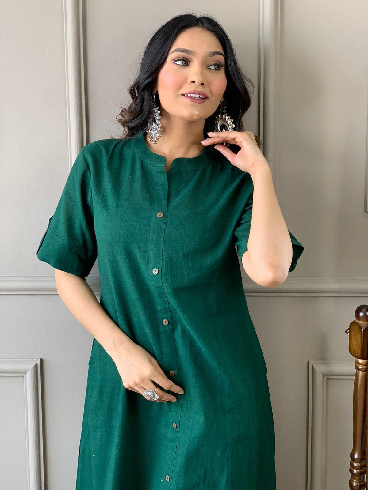 Designer Cotton Co-ord Set, Featuring a Flattering A-line Kurti Paired ...