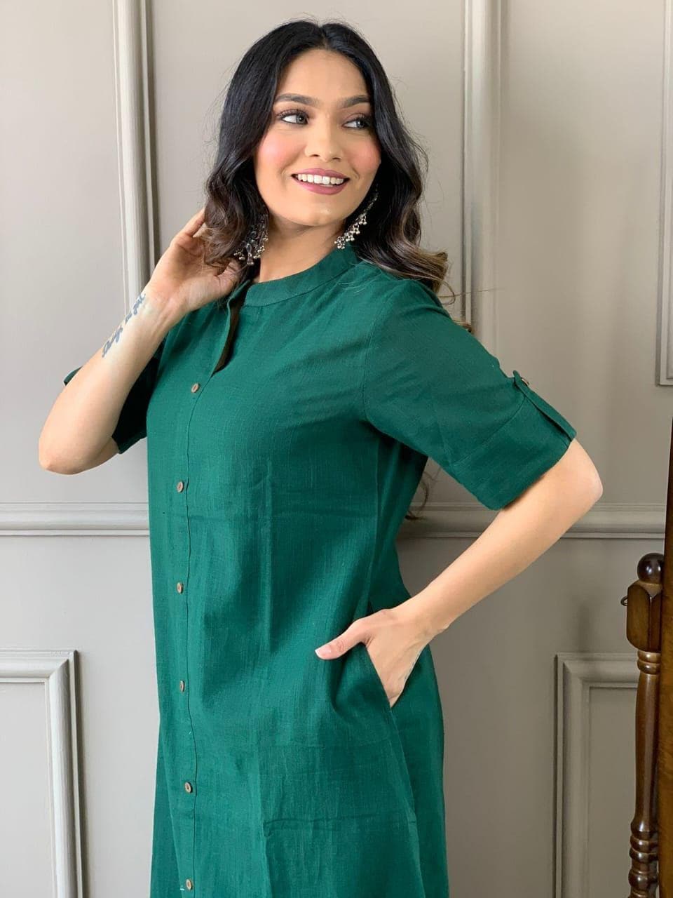Designer Cotton Co-ord Set, Featuring a Flattering A-line Kurti Paired ...