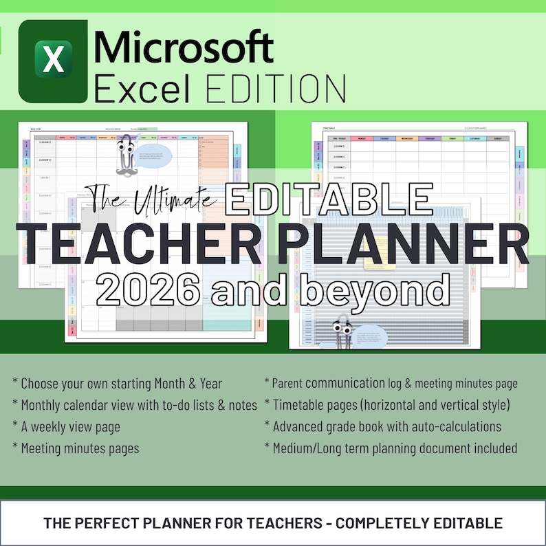 Fully Editable Teacher Planner | Microsoft Excel, Lesson Planning ...