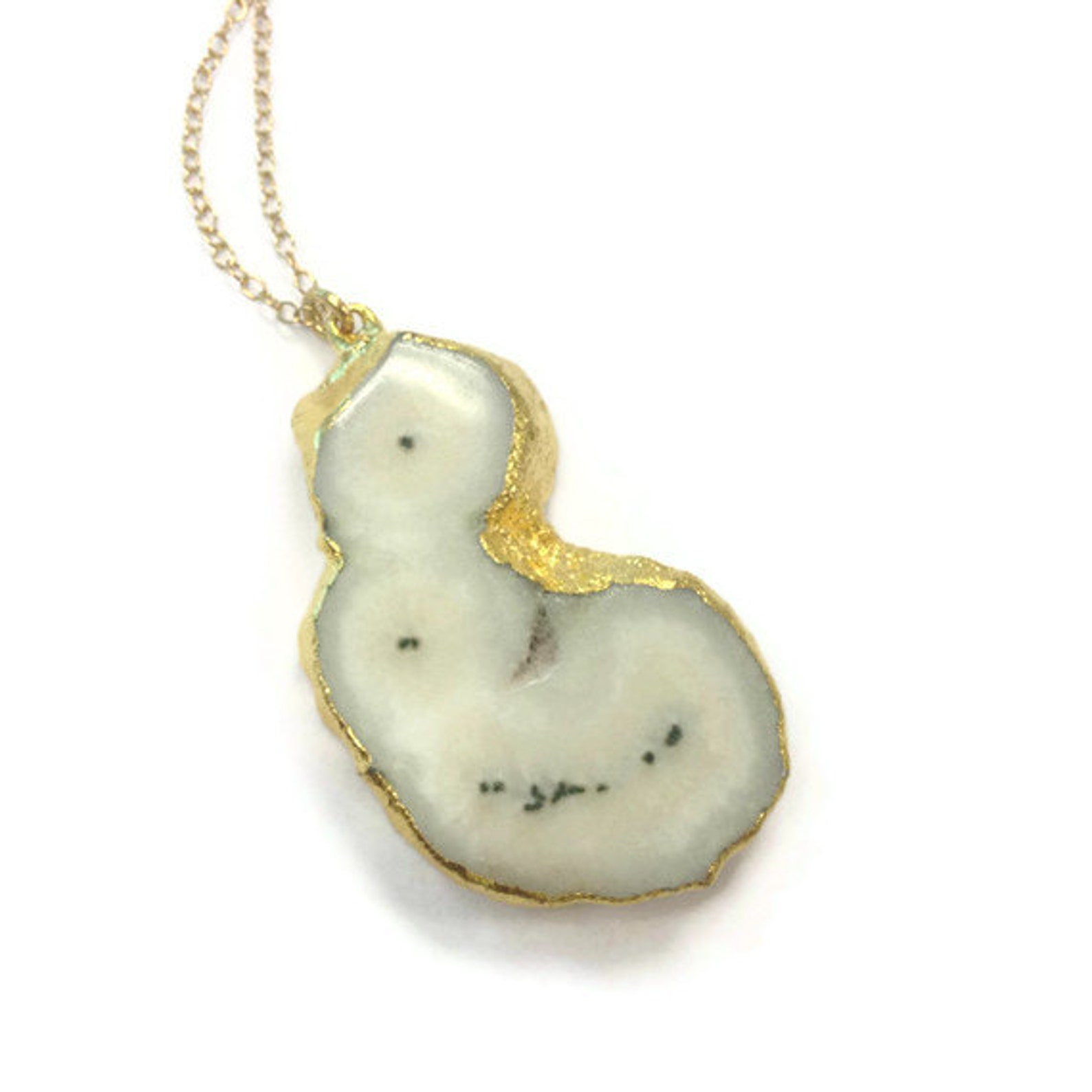 White Geode Necklace Gold Dipped Vermeil Jewelry Solar | Etsy