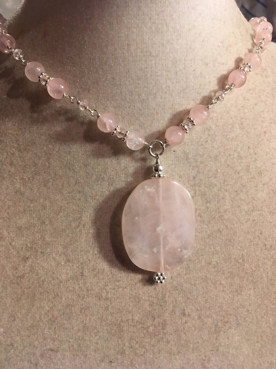 Pink Necklace Rose Quartz Jewellery Sterling Silver | Etsy