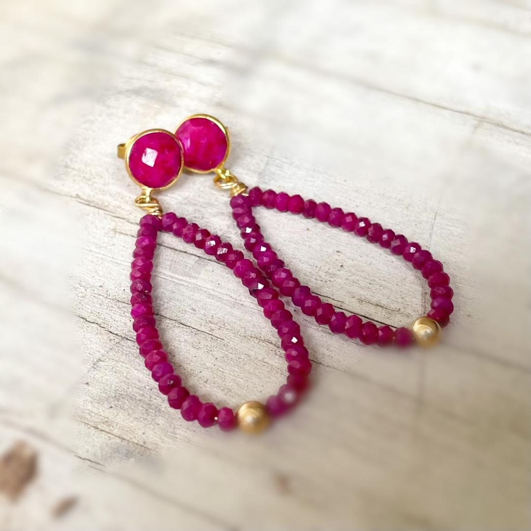 Ruby Earrings - Red Jewelry - July Birthstone Jewellery - Genuine ...