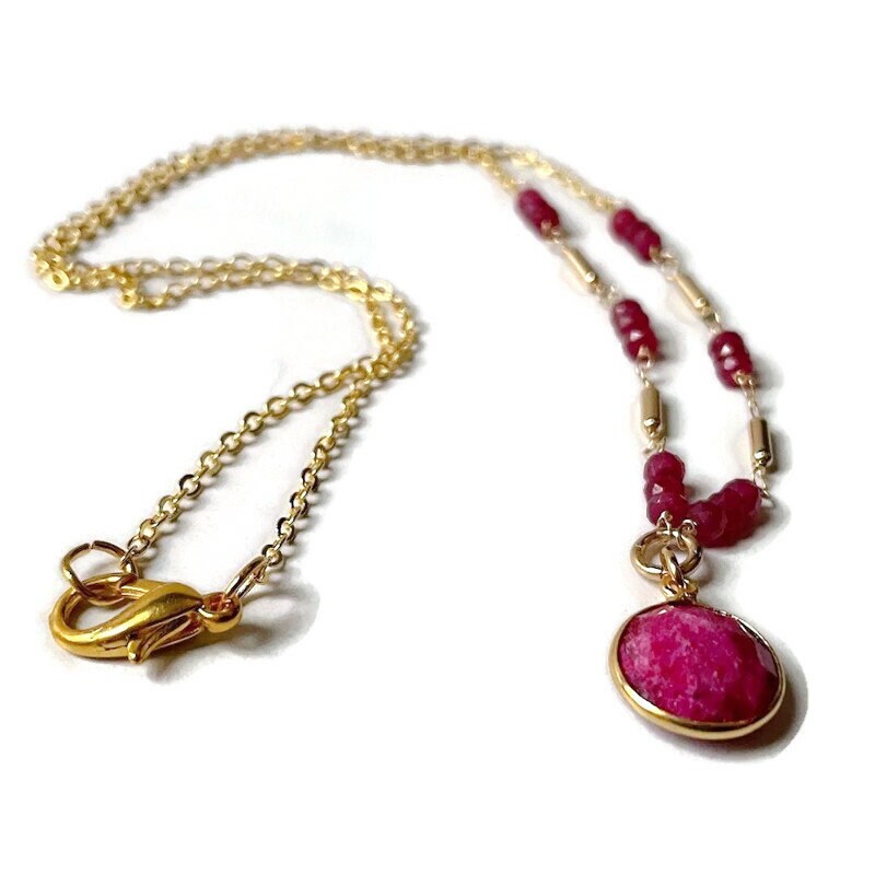 Ruby Pendant Necklace – Gold Filled Chain, July Birthstone - Etsy