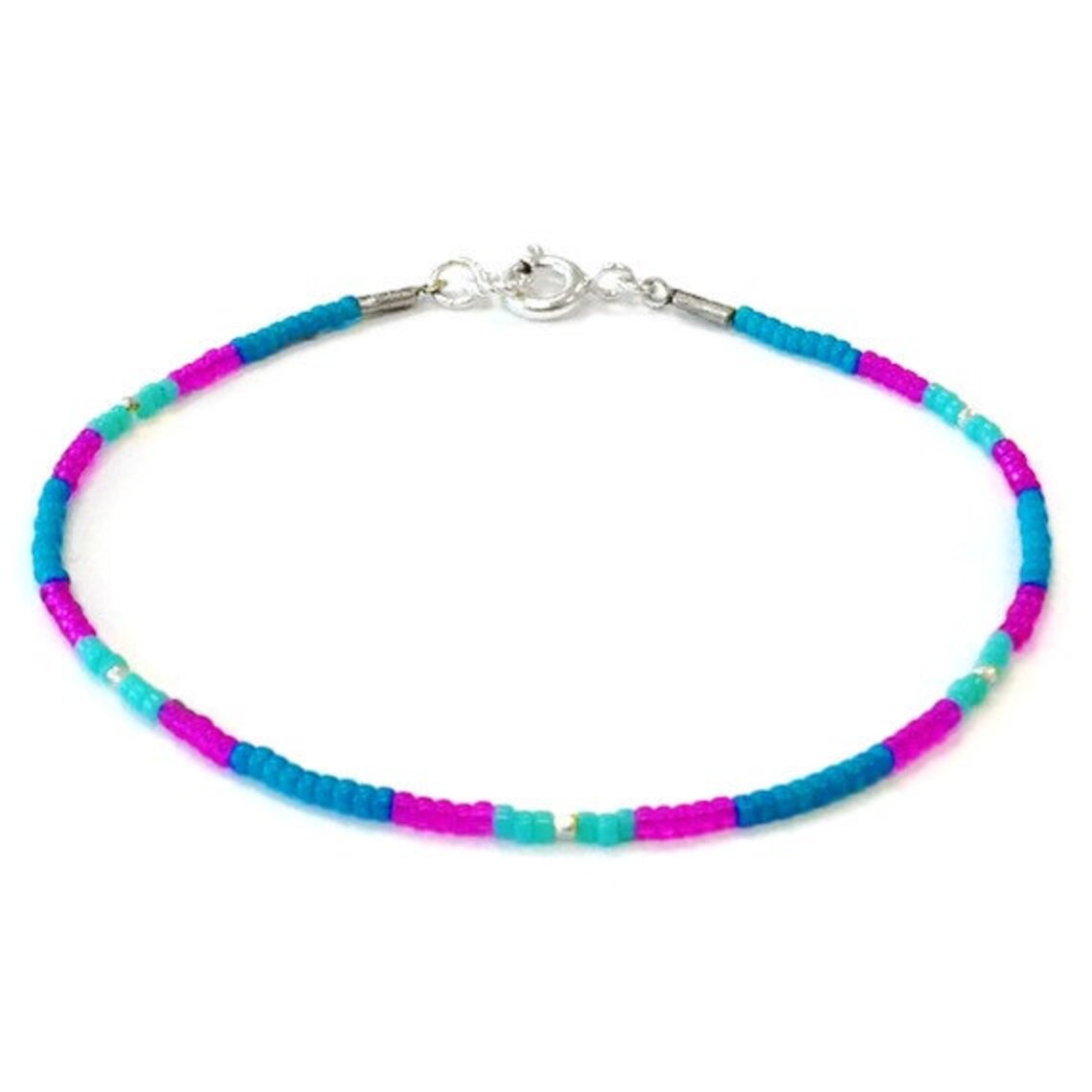 Neon Stackable Bracelet Sterling Silver Jewelry Neon Pink and - Etsy