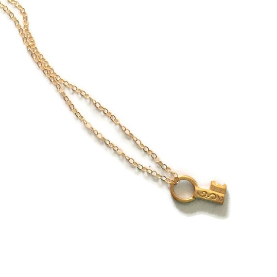 Key Necklace Gold Jewelry Charm Everyday - Etsy