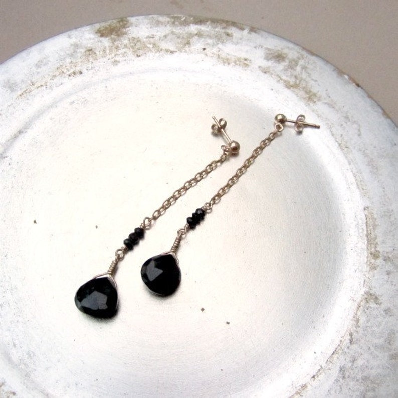 Black Spinel Earrings Black Jewelry Classic Gemstone - Etsy